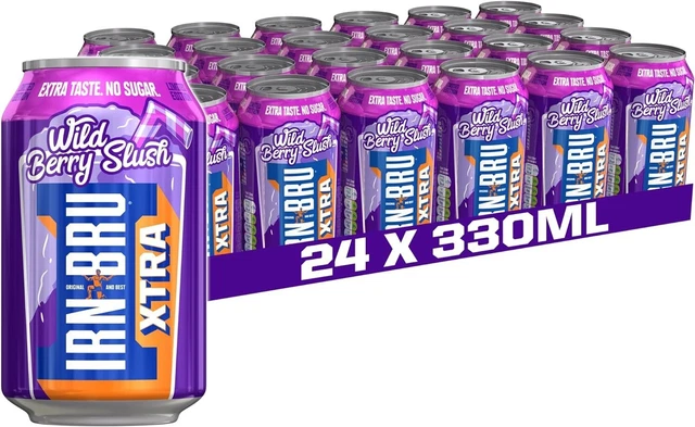 IRN-BRU XTRA 24-PACK Wild Berry Slush, Zero Sugar & Low Cal Fizz - 24x330ml £11.49 - PicClick UK