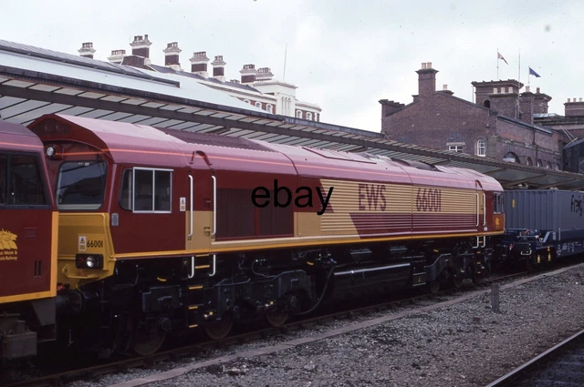 35MM RAILWAY SLIDE - EWS Diesel Electric Class 66. 66001 @ Chester £2. ...