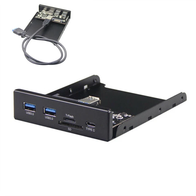 FRONT PANEL HUB 20 Pin to USB Type-C USB 3.0 Micro SD/TF For 3.5" Open ...