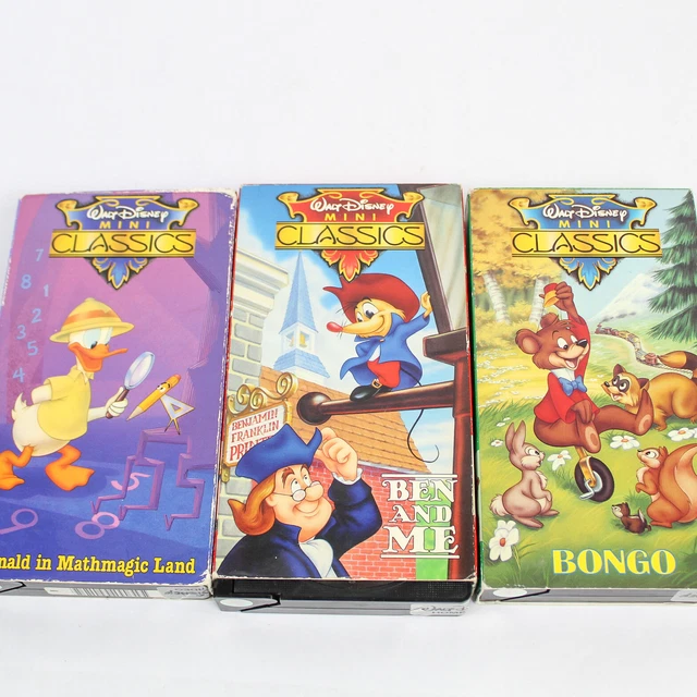 3 Walt Disney Mini Classics Vhs Donald In Mathmagic Land Bongo Ben And