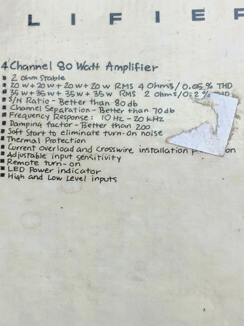 OLD SCHOOL REDONDO 80 Power Amplifier Amp. 4 Channel 80 Watts New Old ...