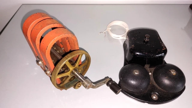 VINTAGE GPO TELEPHONE HAND GENERATOR No.2a and GPO BELL No.64d ...