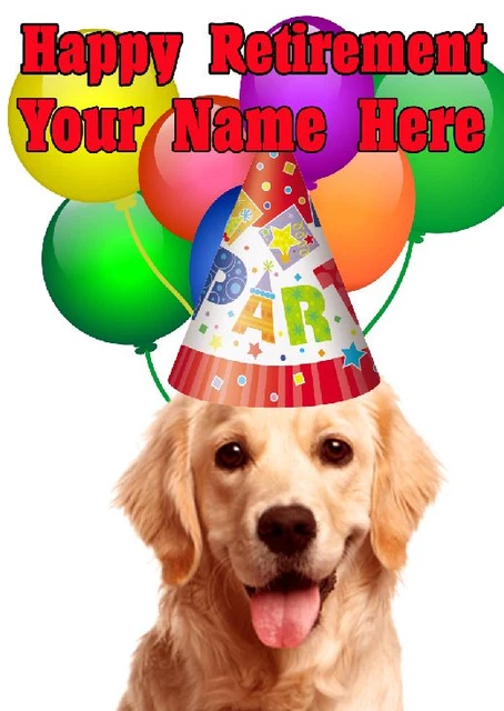 GOLDEN RETRIEVER HUND Happy Retirement Party Karte Codegr ...