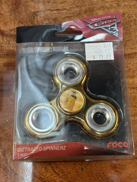 DISNEY PIXAR CARS 3 Way Diztracto Fidget Spinner Gold Yellow £6.62 ...
