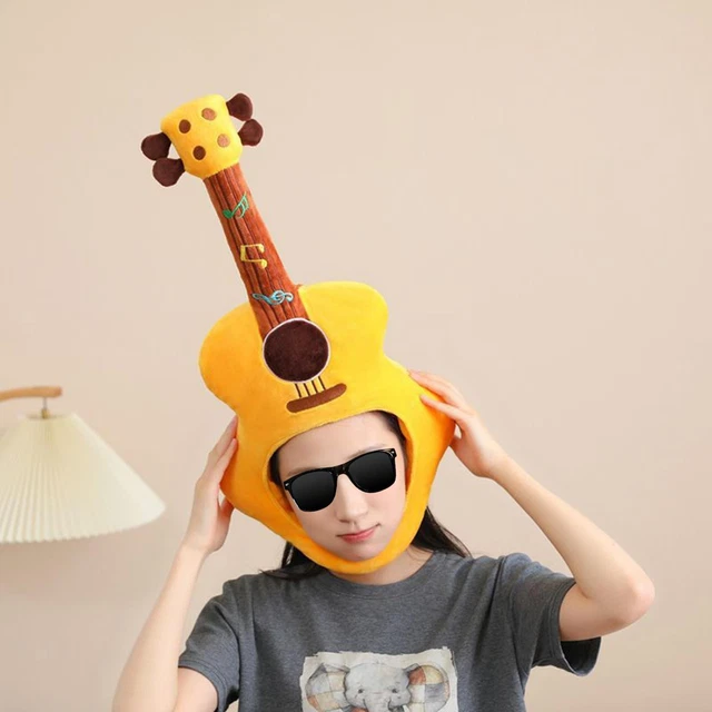 WHIMSICAL YELLOW GUITAR Headpiece Hat Pillow Cushion Soft Charming ...