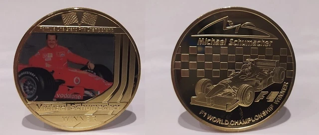MICHAEL SCHUMACHER GOLD Coin F1 World Champ Ferrari Ideal Christmas ...