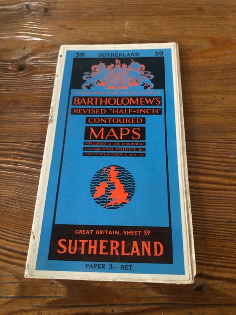 BARTHOLOMEW'S HALF-INCH CONTOURED Map Sutherland 59 circa 1950 £3.84 ...