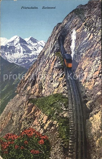 12502190 GEAR RAILWAY Pilatus railway donkey wall Berner Alps gear ...