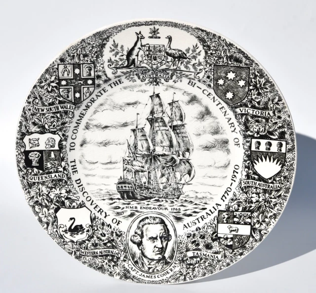 1970 WOOD & Sons Australian Bi-Centenary Plate - Captain James Cook (25 ...