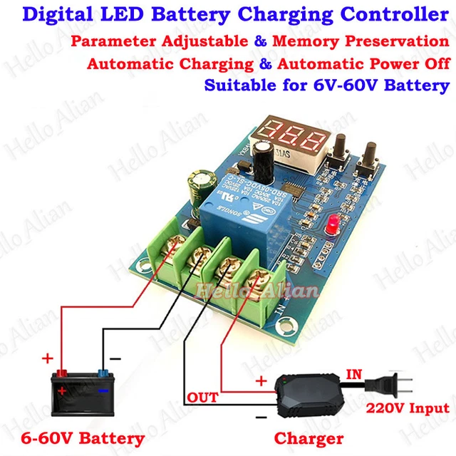 LED DISPLAY 6-60V Automatic Battery Charger Charging Controller ...