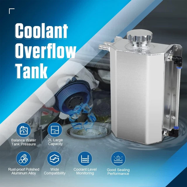 UNIVERSAL ALUMINUM 2L Coolant Radiator Overflow Recovery Water Tank ...
