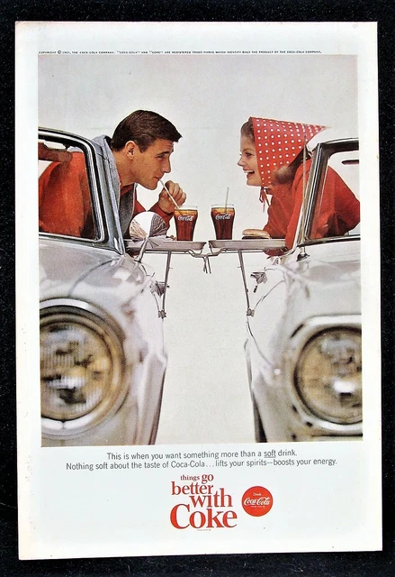 1965 COCA-COLA COKE Guy Gal Matching Cars Food Drive In Glossy Photo ...