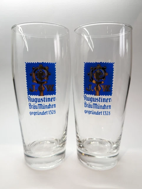 PAIR OF GENUINE Augustina Braun Munchen German Beer Glass. Home bar £10 ...