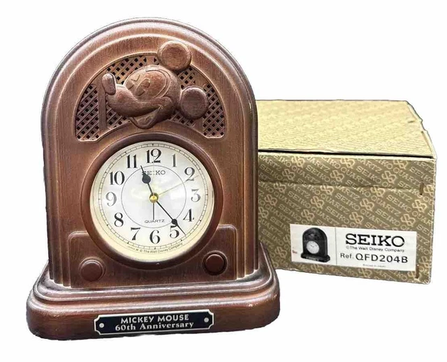 VINTAGE SEIKO QUARTZ Mickey Mouse Walt Disney Clock 1987 60th Anniv ...