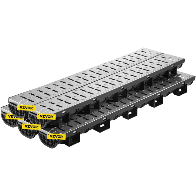 Trench Drain System VEVOR With Metal Grate, 5x39 India Drain Grates Outdoor