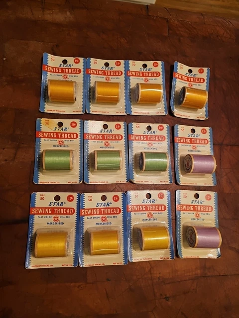 VINTAGE AMERICAN THREAD Co Star Sewing Thread Mercerized Wood Spools ...