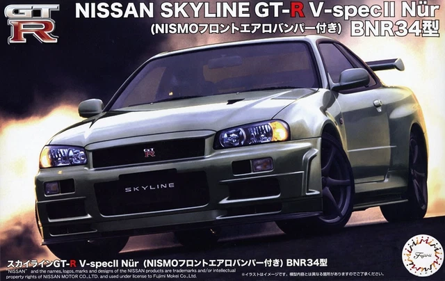 1:24 SCALE FUJIMI Nissan Skyline R34 GT-R V-Spec II Nur NISMO model kit ...