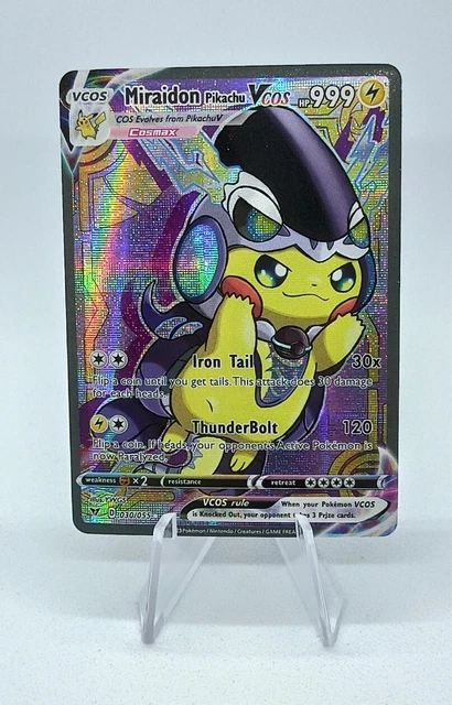 PIKACHU POKEMON MIRAIDON Pika Carte Card Holo Prism Flash Manga Anime ...