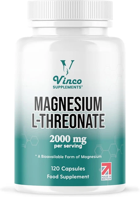 VINCO MAGNESIUM L-THREONATE Supplement - 120 High Strength Magnesium L ...