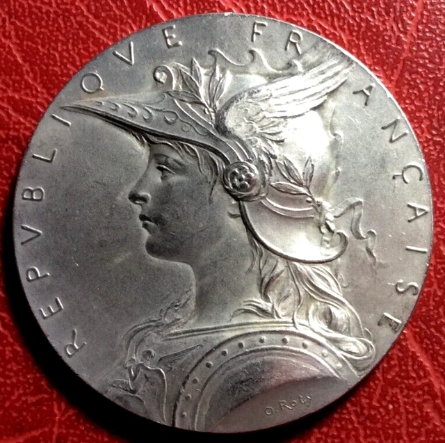 ART NOUVEAU MARIANNE winged helmet shooting award rare silver pl. medal O. Roty £99.13 - PicClick UK