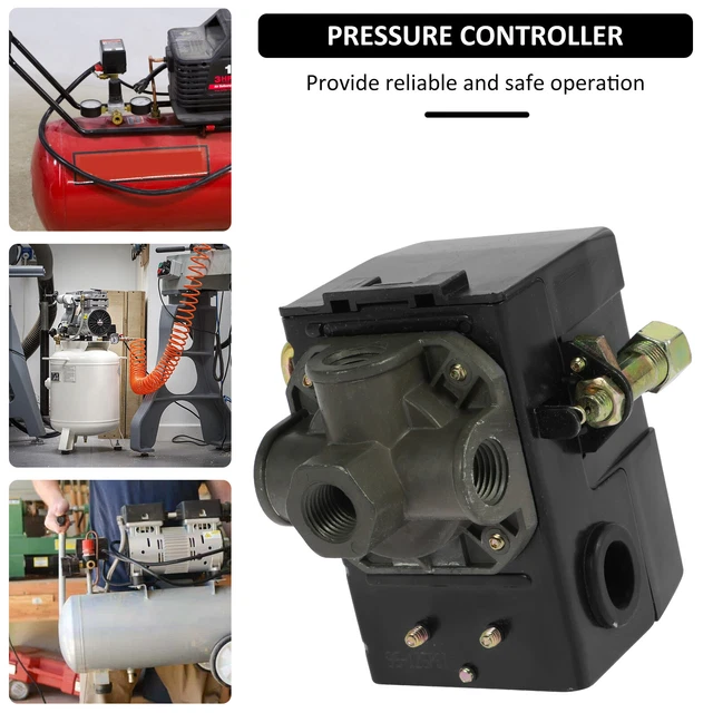 4 PORT AIR Compressor Pressure Switch Control Valve 95-125 PSI Safety ...