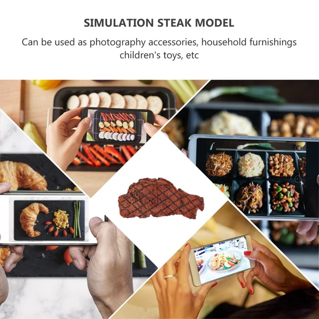 4 COUNT STEAK Toy Artificial Food Props Lifelike Fake Meat Model £24.99 ...