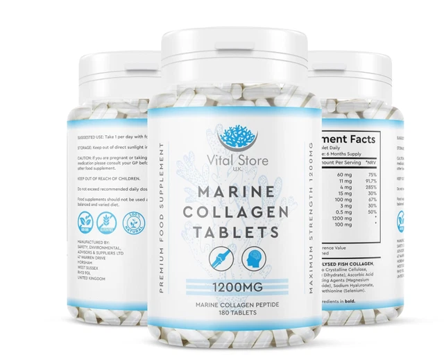 COLLAGEN MARINE HIGH Strength Type 1 200mg, 180 Capsules Skin Joints ...