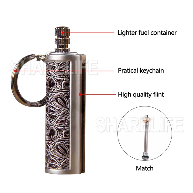 FIRE STARTER LIGHTER Waterproof Flint Match Metal Keychain Camping ...