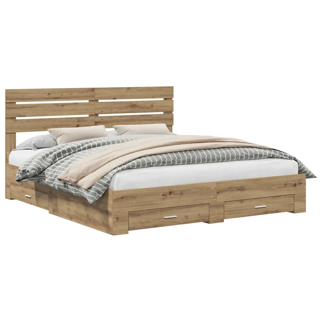 BED FRAME WITH Drawer with Headboard Manual Engineered Wood vidaXL £295.45 - PicClick UK