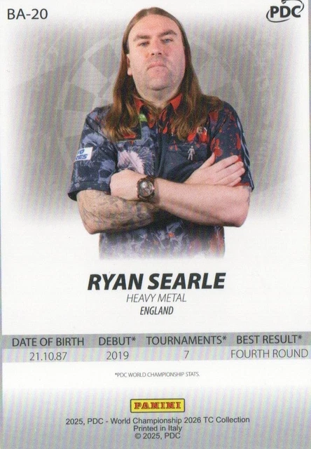 PANINI 2026 PDC World Championship Darts Ryan Searle Cracked Ice ...