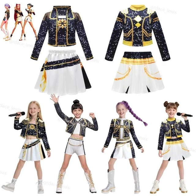 KIDS GIRLS KPOP Demon Hunters Costume Rumi Zoey Cosplay Fancy Dress ...
