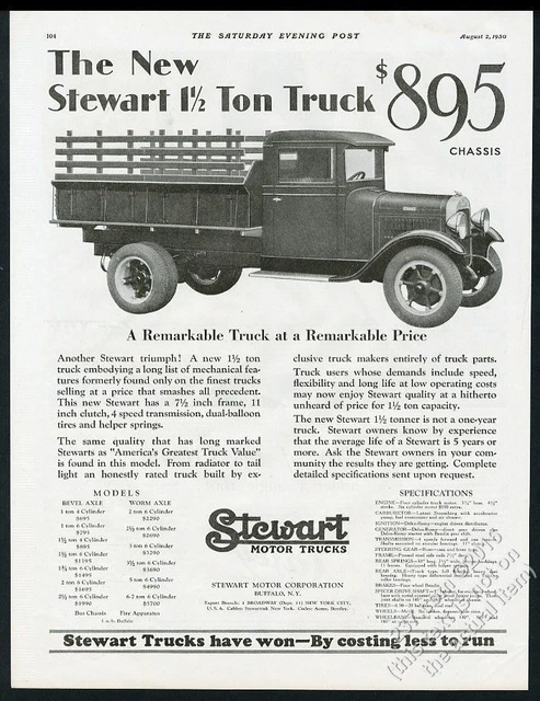 1930 STEWART MOTOR Truck stakebed photo vintage print ad £28.74 ...