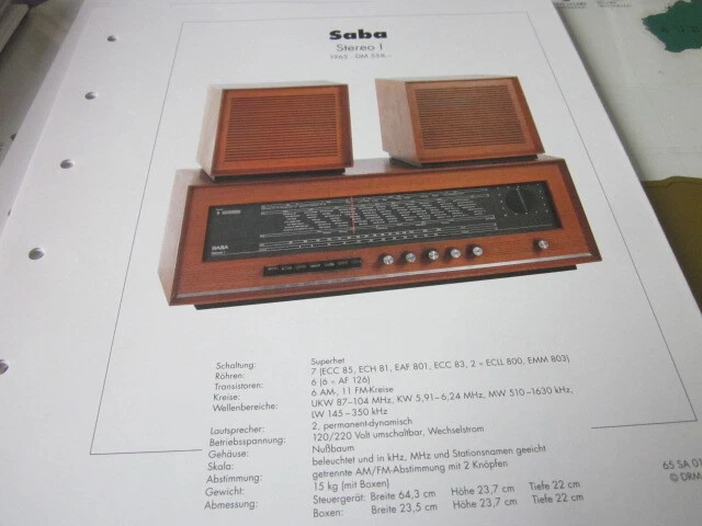 RADIO ARCHIV SCHALTPLAN 2000 Saba Stereo I, 1965 EUR 6,75 - PicClick DE