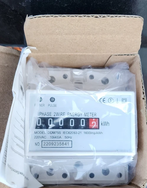 SINGLE PHASE 2 Wire Energy Meter, DIN Rail Electronic Energy KWh Meter ...