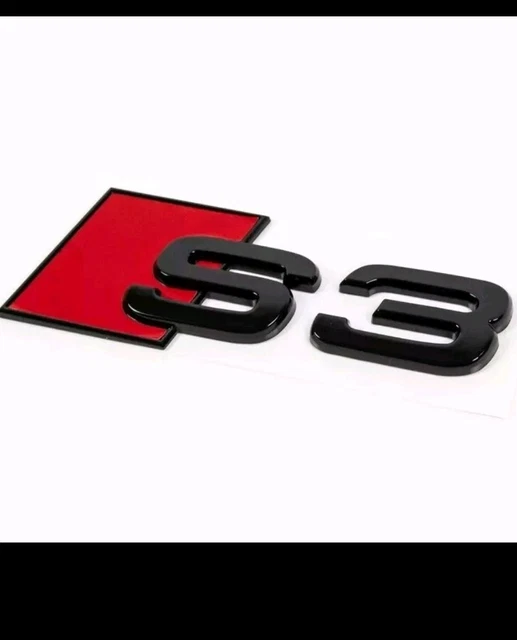 AUDI S3 SCHRIFTZUG Schwarz Emblem Logo Hinten Heckklappe Schwarz Rot ...