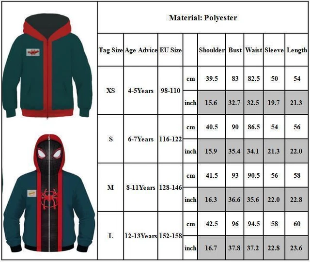 KIDS SPIDERMAN MILES Morales Full Zip Hoodie Over Face Mask Boy Hooded ...