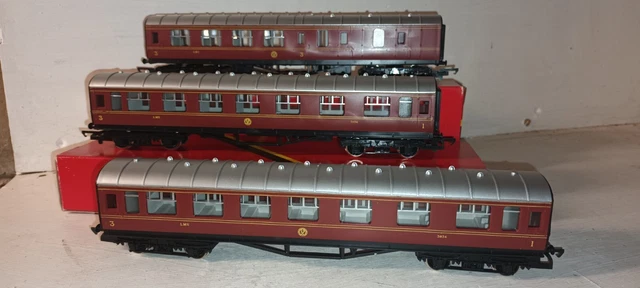 OO GAUGE VN MINT 3x HORNBY R433 R434 Stanier Coach LMS Maroon 1st/3rd ...