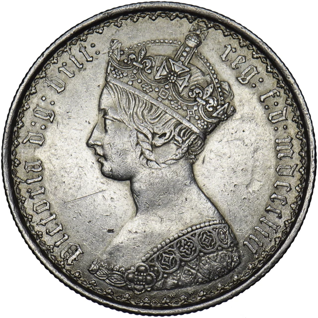 1853 GOTHIC FLORIN (Onc tenth flaw) - Victoria British Silver Coin ...