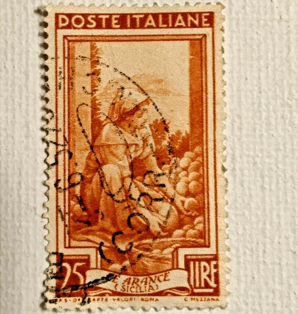 25 LIRE ITALIA Poste Italiane LE ARANCE SICILIA Italy Postage Lady ...