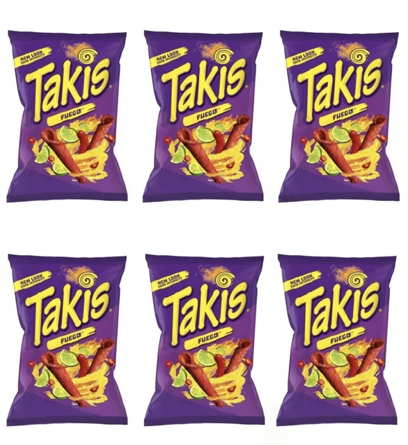 TAKIS FUEGO HOT Chili Pepper & Lime Corn Snack Crisps - 55g £2.50 ...