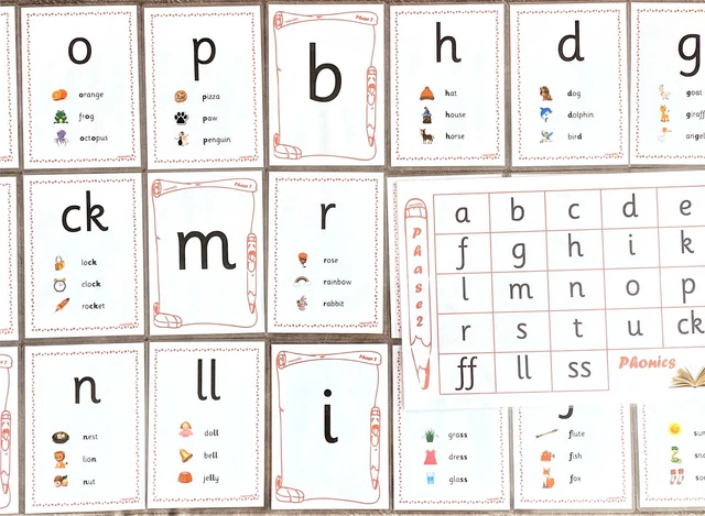 PHASE 2 PHONICS Flash Cards + Words EYFS Sounds Digraphs + Mat Learning ...