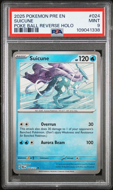 2025 POKEMON PRE En-Prismatic Evolutions Poke Ball Reverse Holo Suicune ...