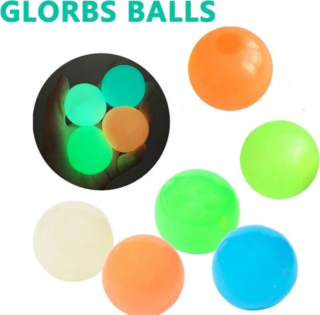 GLORBS BALL CEILING Ball Glow In The Dark Sticky Ball That Stick Stress ...