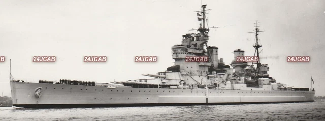 ORIGINAL PHOTOGRAPH ROYAL Navy. HMS "Howe" Battleship. WW2. Quadruple ...