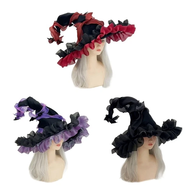 BREATHABLE ELASTIC WITCH Hat Halloween Cosplay Headgear for Parties and ...