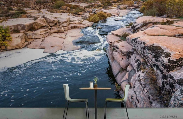 3D SHINY STREAM Rock Bush Tree Wallpaper Wall Murals Removable ...
