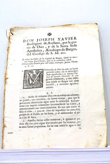 LIVRE ANCIEN SERMON Archevêque De Burgos Inondation 1775 EUR 90,00 ...