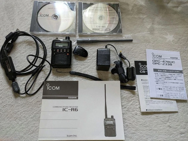 ICOM IC-R6 WIDEBAND Receiver Set w/ Battery Antenna Charger Strap Black ...