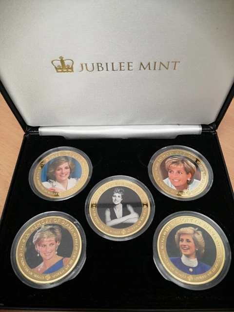 THE PRINCESS DIANA Commemorative Collection 5 Coins with COA Boxed £21. ...