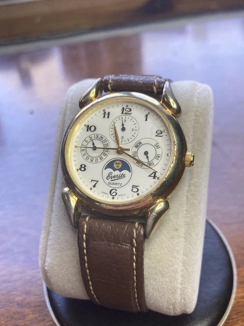 VINTAGE GENTS EVERITE Moon/Sun, Multi Calendar 5-Dial 1990s Men's Watch ...